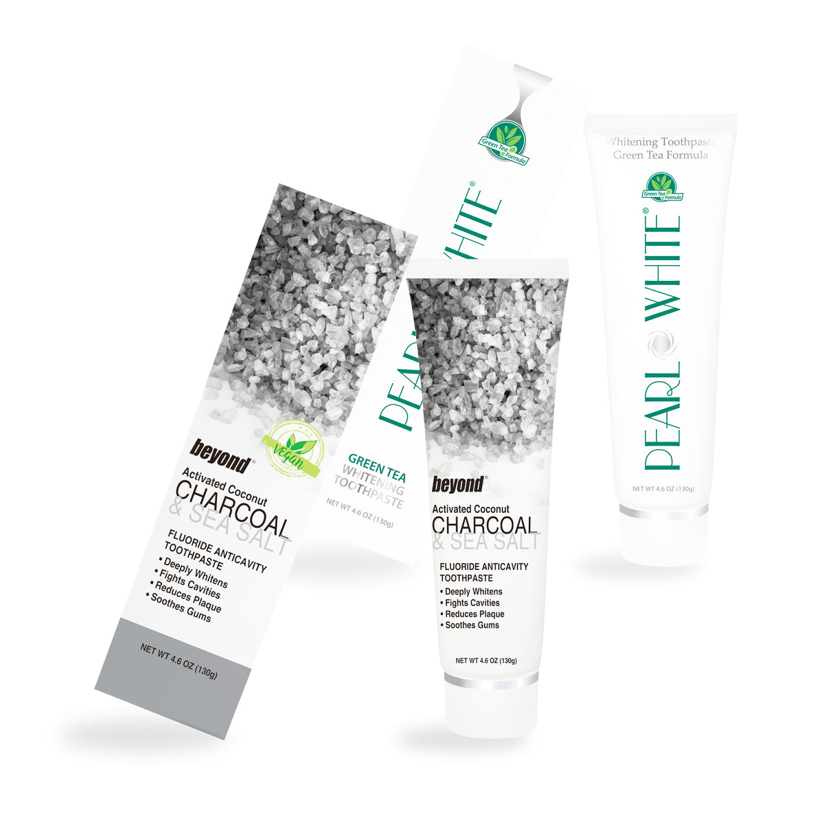 BEYOND Whitening Toothpaste - 2Pack Mix (Charcoal & Green Tea) – beyonddent